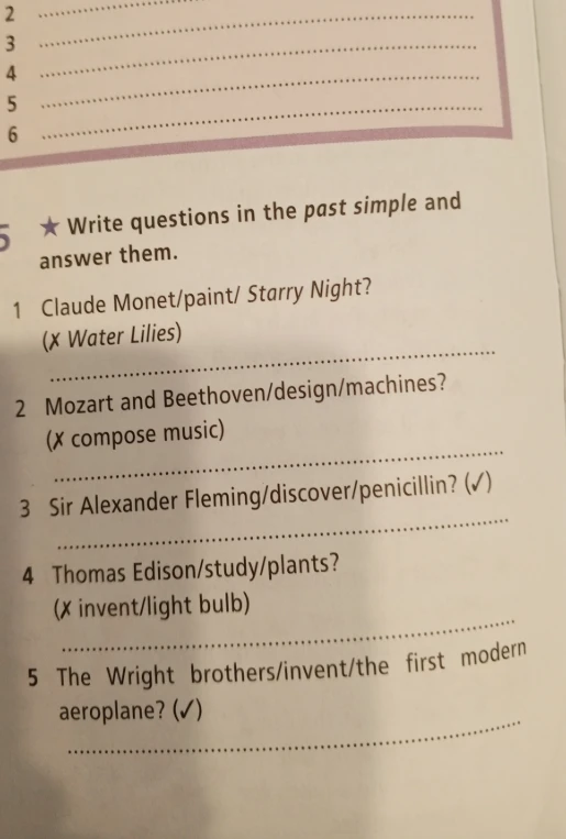 Напишите вопросы в прошедшем простом времени и ответьте на них. Claude ...