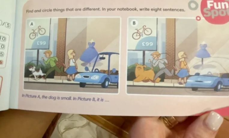 Find and circle things that are different. In your notebook, write ...