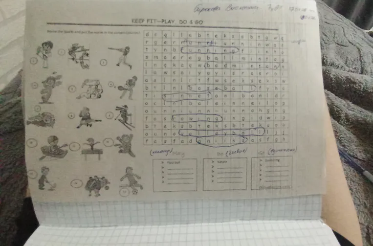 Name the sports and put the words in the correct column: Play, Do & Go ...